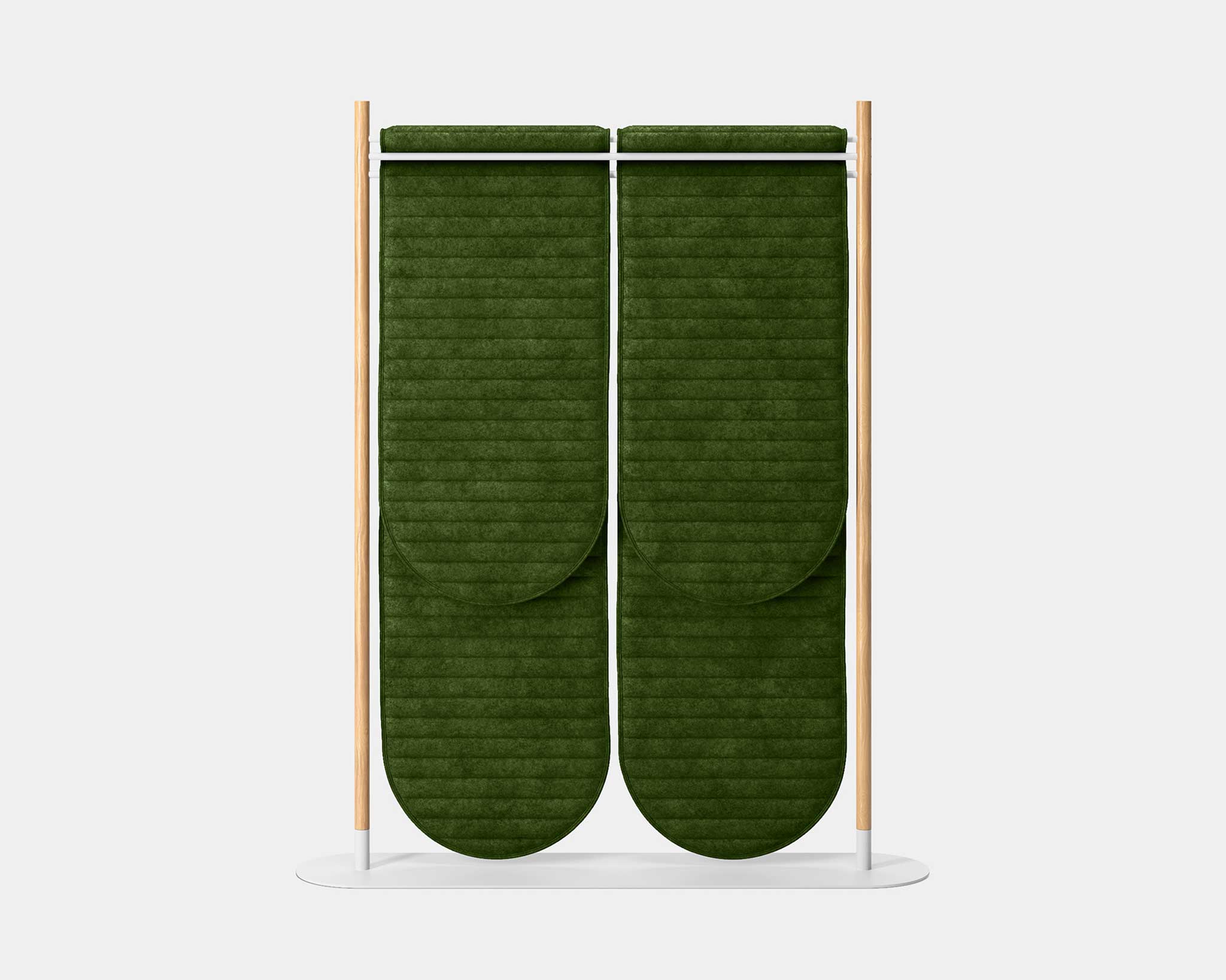 Hangout acoustic divider – double pill quilt design - Moss / Pin Stripe ...